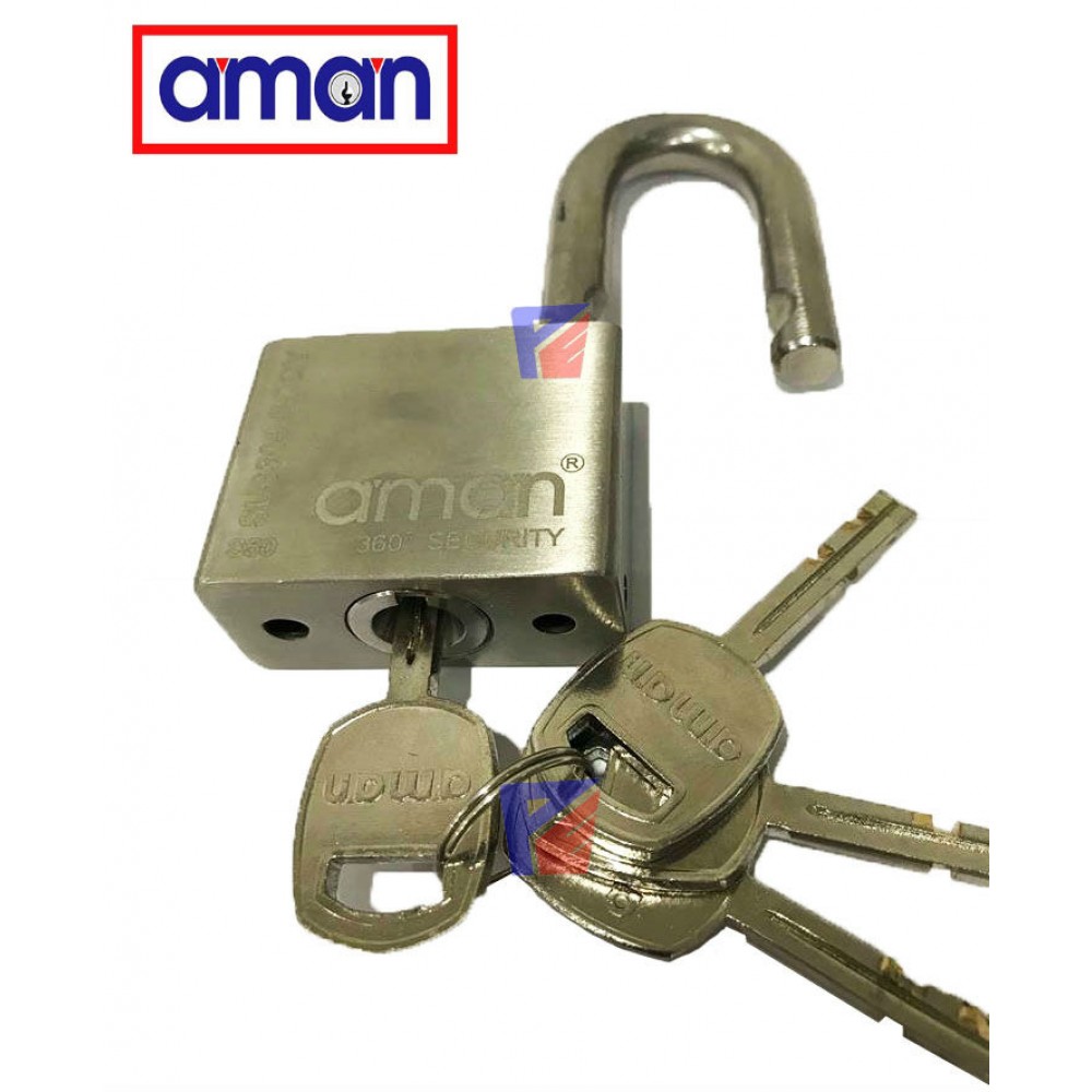 AMAN-304-5003 H/D Stainless Steel Padlock (3 Lock+5 Key)