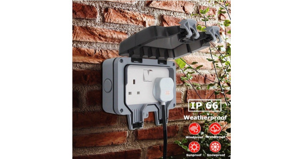 IP66 Weatherproof Outdoor 13A 2 Gang Electrical Socket