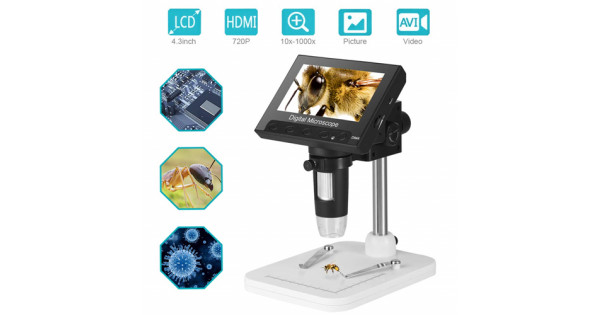 DM4 1000x Zoom 4.3" LCD Display Portable Digital Microscope