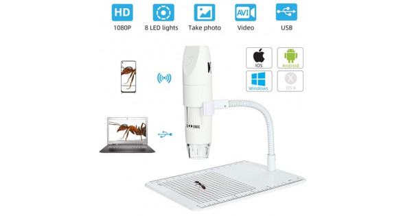 INSKAM 1000x Zoom Handheld Wireless 8 LED Digital Microscope Endoscope ...