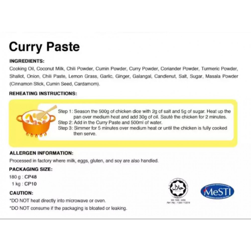 [HALAL - Lioco Food] Curry Paste (Ready To Eat - Marketplace Harian)