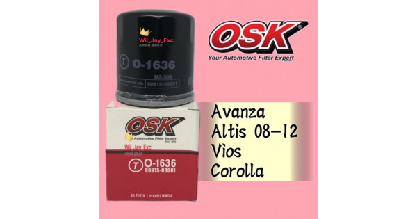 OSK TOYOTA OIL FILTER O-1636-AVANZA,VIOS,ALTIS,COROLLA,WISH