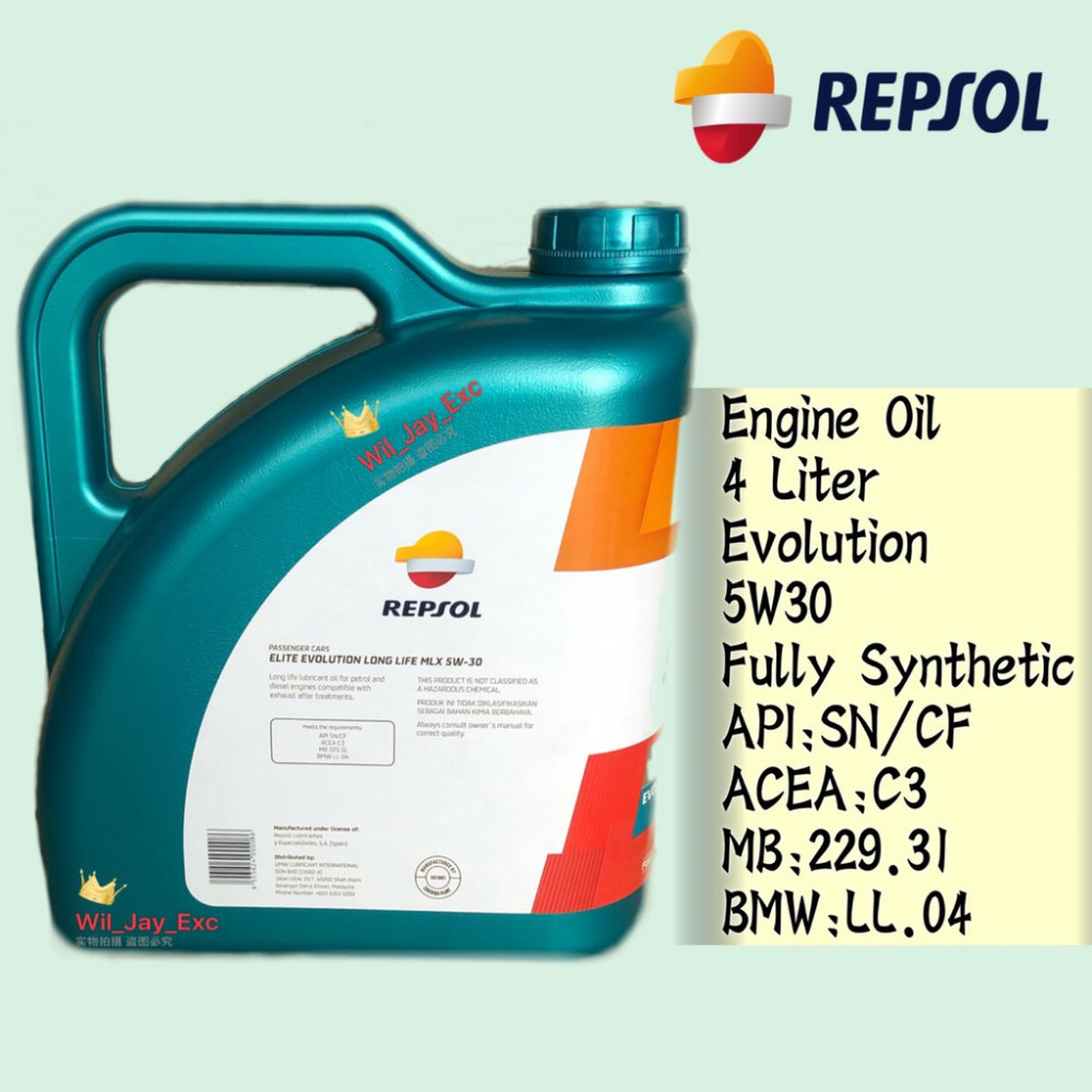 REPSOL 5W30 ELITE EVOLUTION LONG LIFE MLX FULLY SYNTHETIC ENGINE OIL 4 ...