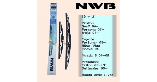 NWB GRAPHITE WIPER BLADE AQUA JAPAN (19"+21")(GEN2,FORTUNER,INNOVA,PERSONA)