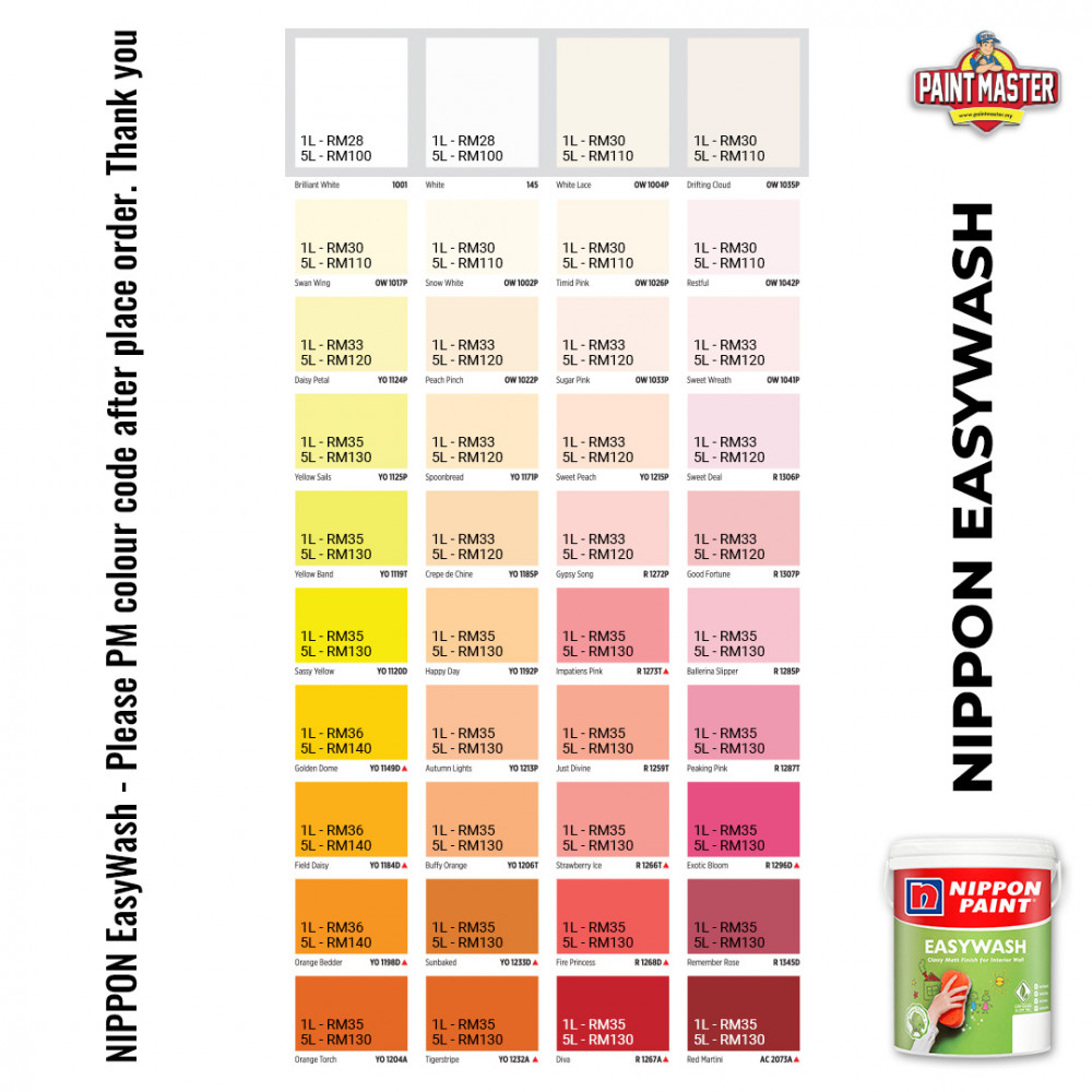 5L NIPPON PAINT EASY WASH Matt Finished Interior Paint - Cat dalam ...