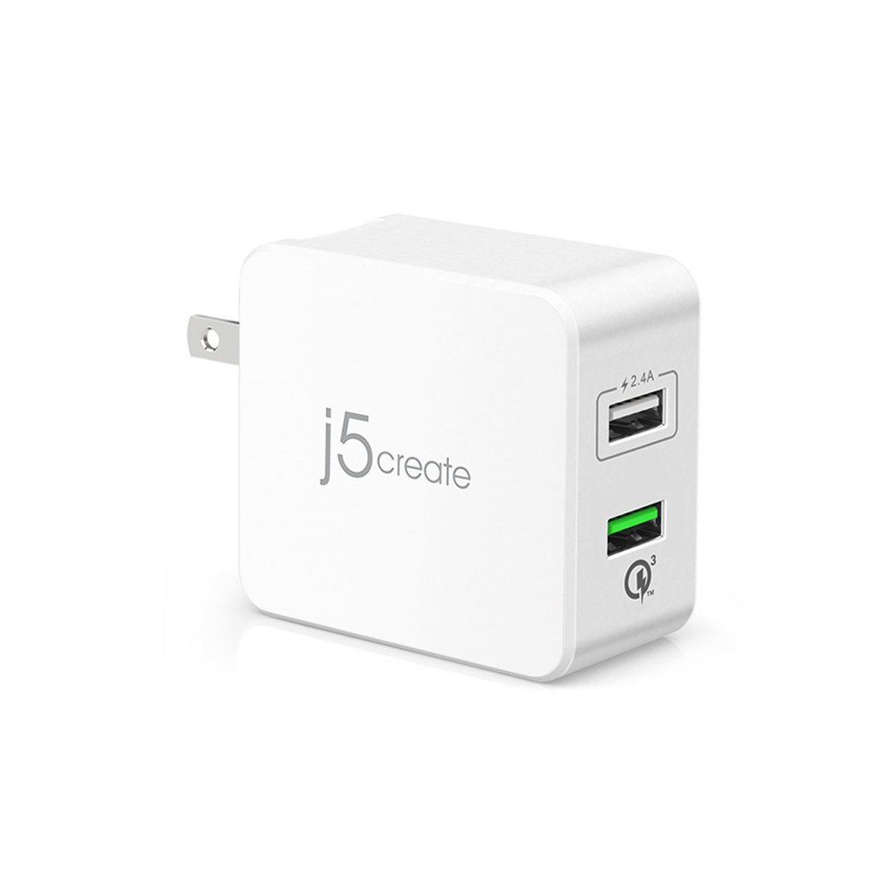 J5 Create 30W QC 3.0 USB 2-Port Charger (QC3.0 + 2.4A Fast Charging ...
