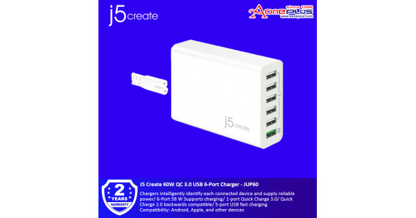 J5 Create 60W QC 3.0 USB 6-Port Charger - JUP60