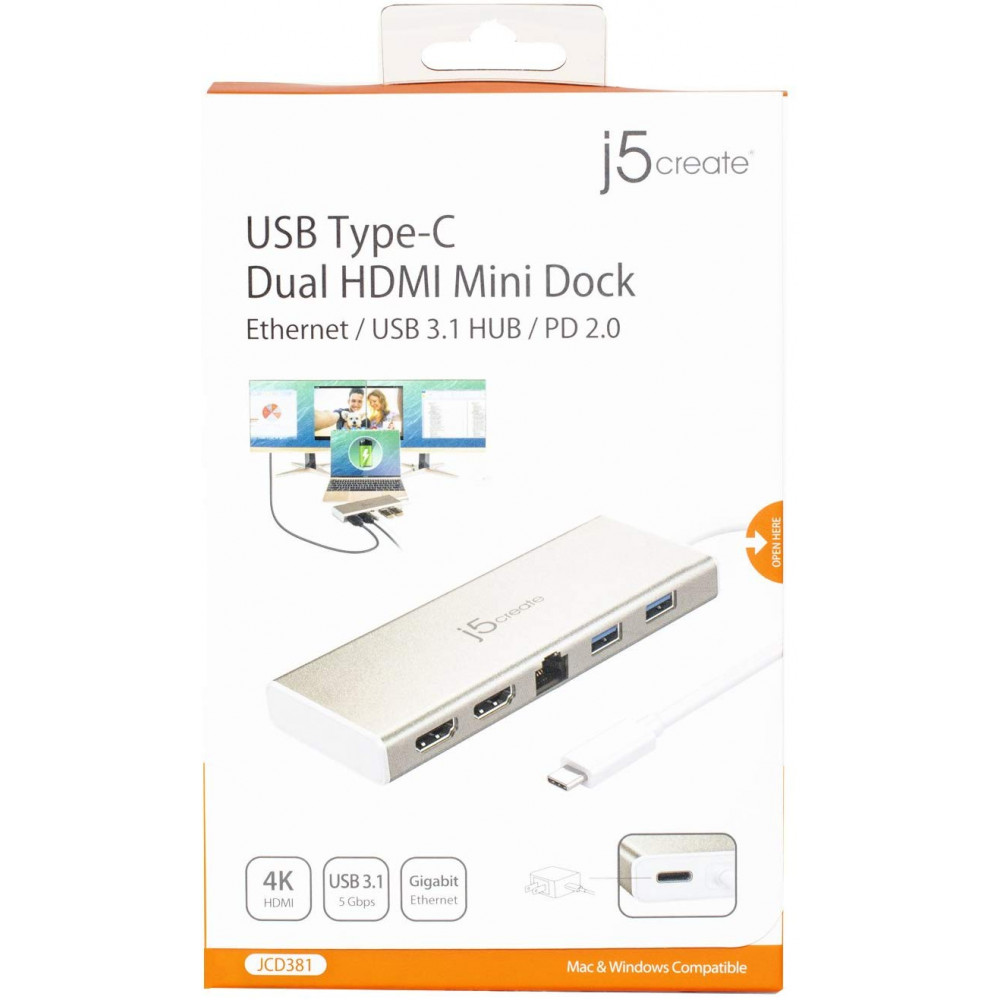 J5 Create USB Type-C Mini Dock (Support Dual Display with Power Display ... J5 Create USB Type-C Mini Dock (Support Dual Display with Power Display ...