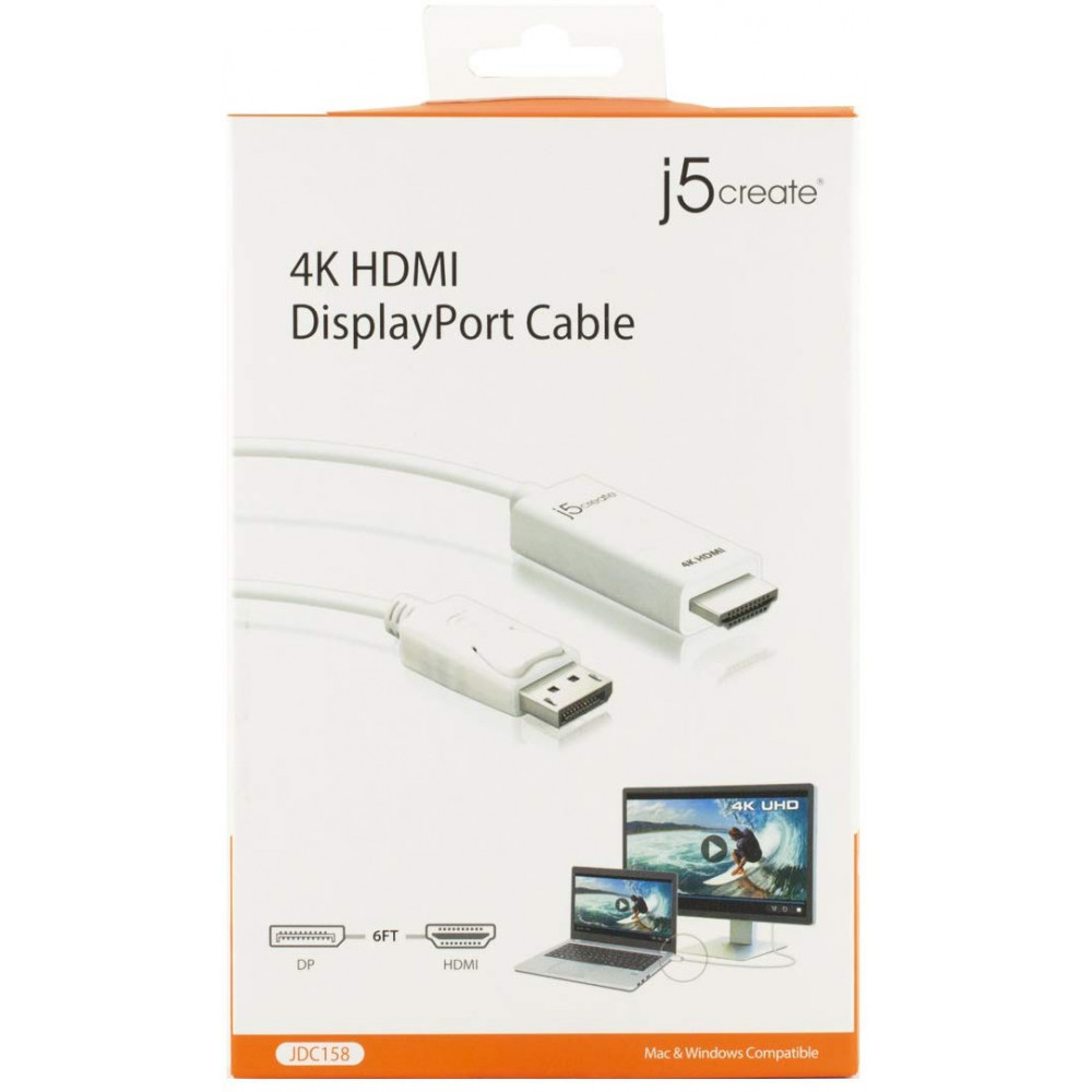 J5create Cable J5create Mini DisplayPort To HDMI Cable - 6ft 4K Support ...