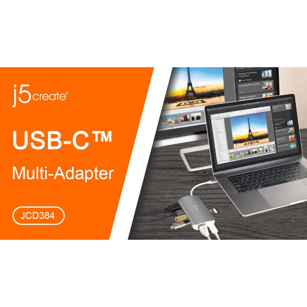 J5 Create USB3.1 Type-C Multi Adapter (VGA/HDMI/Ethernet/USB3.1/Hub ...