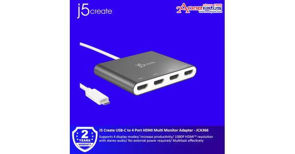 J5 Create USB-C to 4 Port HDMI Multi Monitor Adapter - JCA366