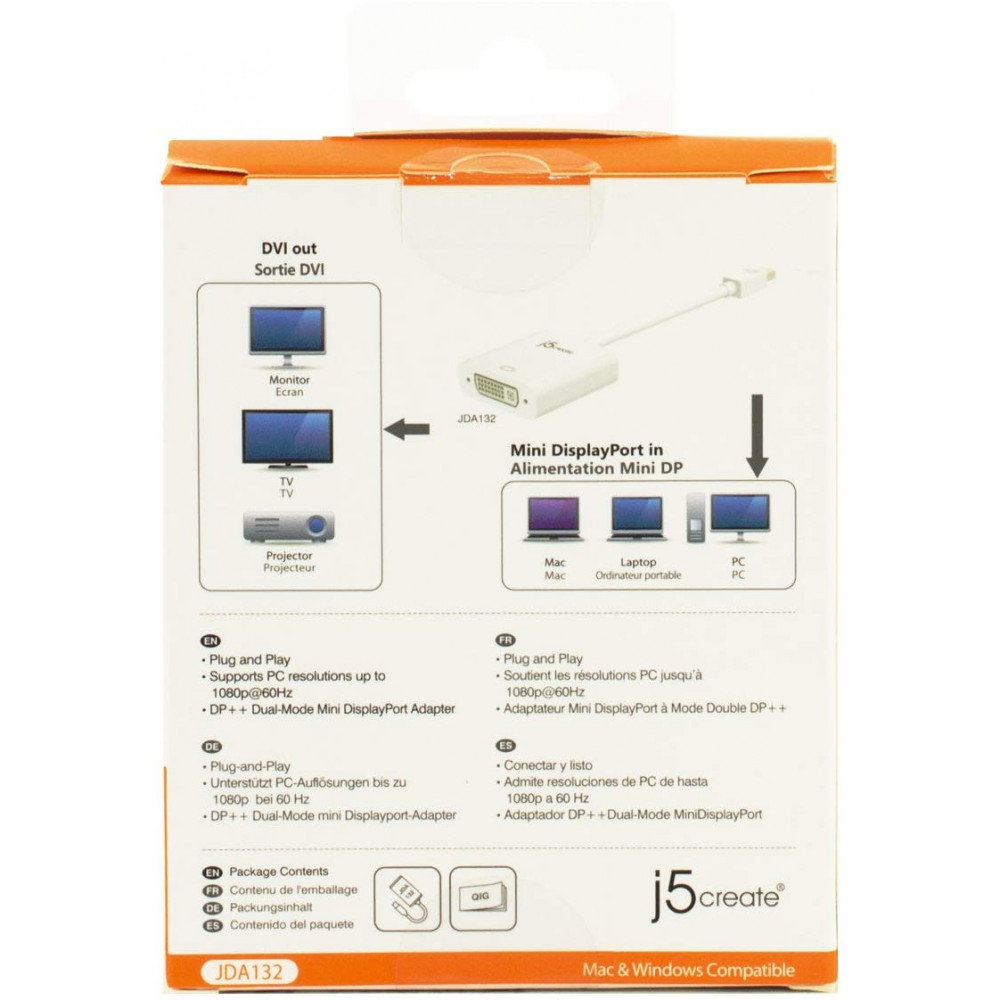 J5 Create Mini DisplayPort to DVI Adapter - JDA132