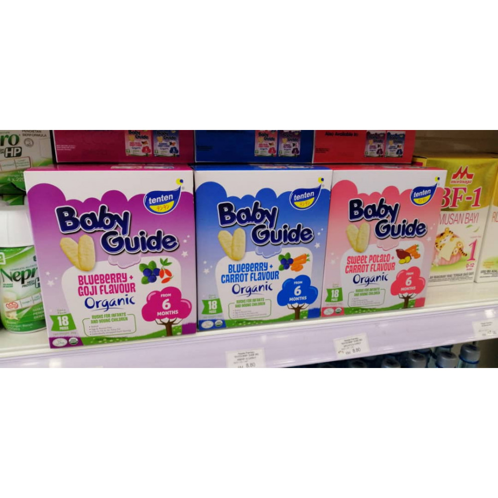 Tenten Baby Guide Rice Rusks Multi Flavor 36g ( 18 Pieces )
