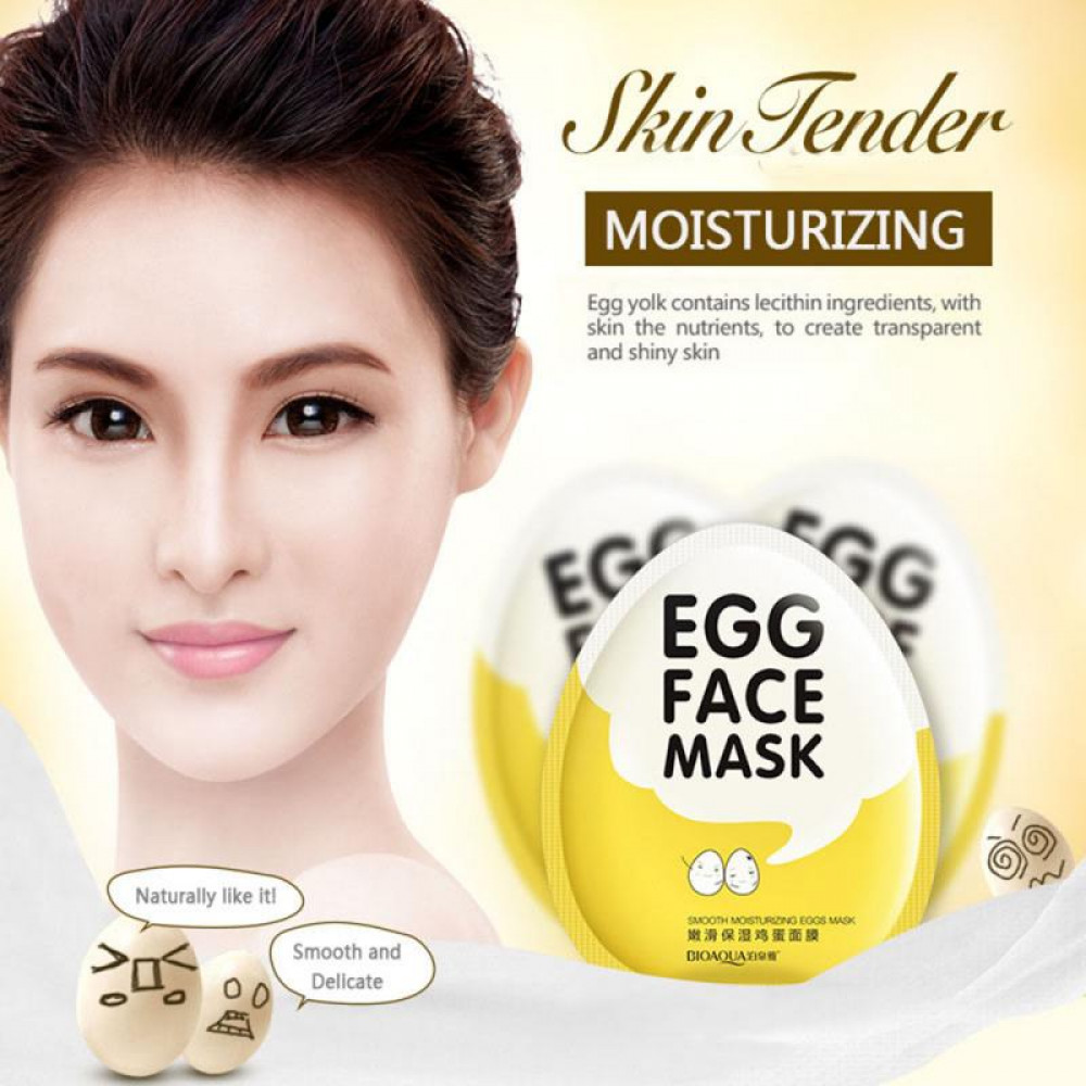 Bioaqua Smooth Moisturizing Egg Facial Mask Oil Control Pores Whitening ...