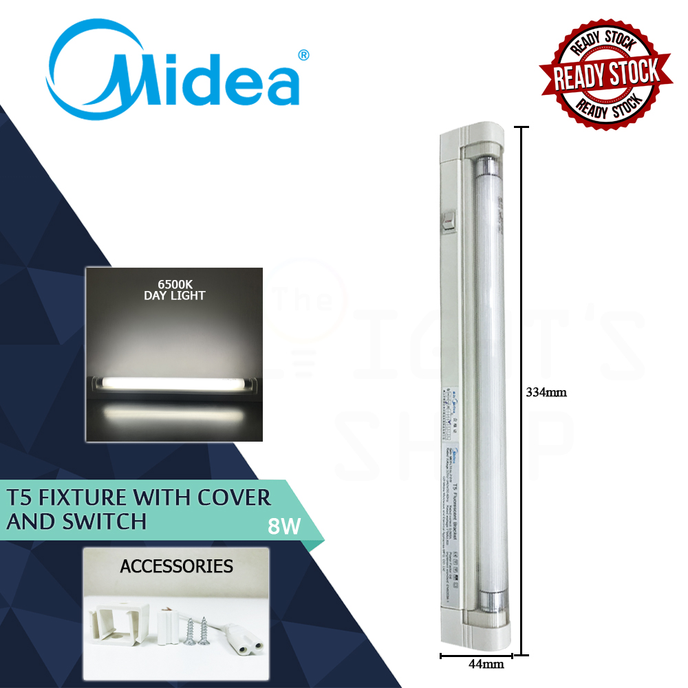 Midea T5 Fixture With Cover And Switch 8W Day Light#T5 Tube Light#Tube ...