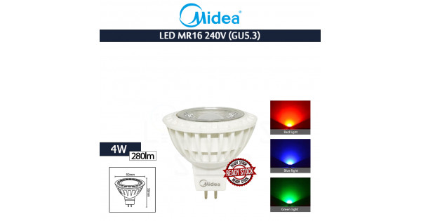 Midea Led MR16 240V (GU5.3) 4W Red/Blue/Green#Bulb#Downlight#Eyeball# ...