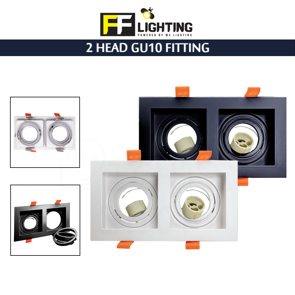 FFL 2 Head GU10 Fitting Black/White#FF Lighting#GU10 Holder#Casing ...