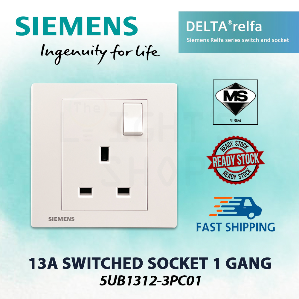 Siemens 13A 1 Gang SP Switched Socket With Indicator White 5UB1312 ...