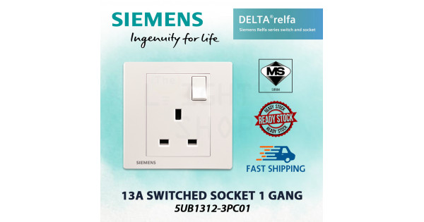 Siemens 13A 1 Gang SP Switched Socket With Indicator White 5UB1312 ...