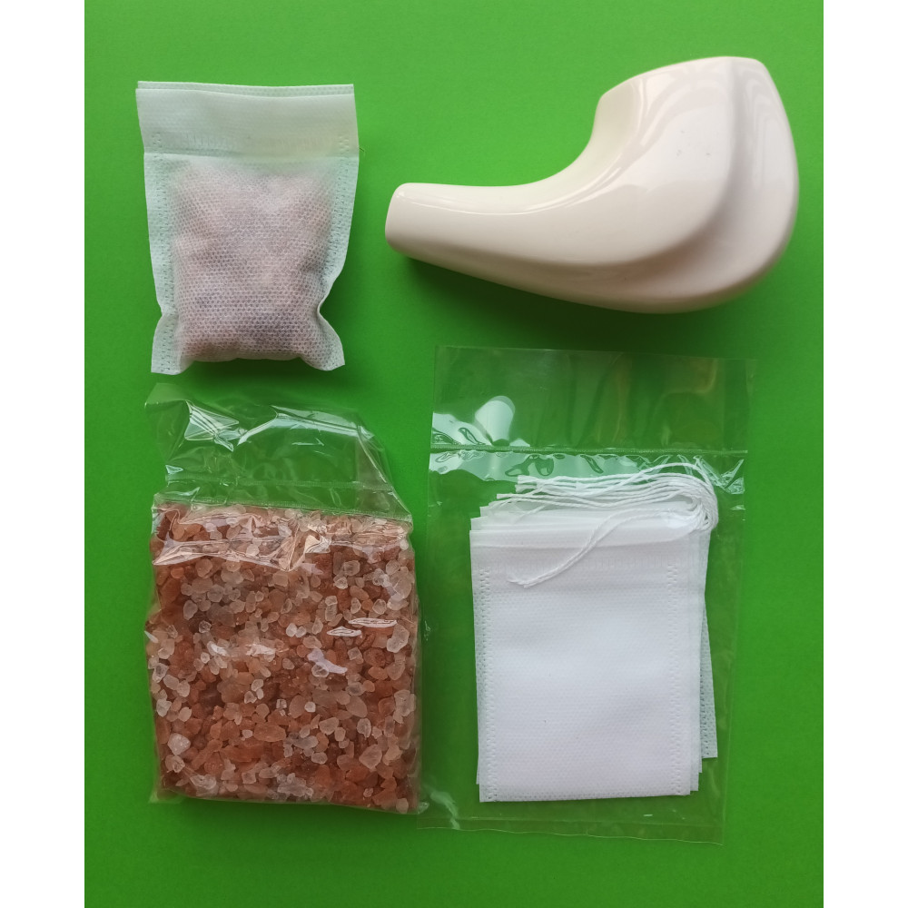 Ceramic Salt Inhaler Pipe with Pink Himalayan Salt, Refillable, Refill ...