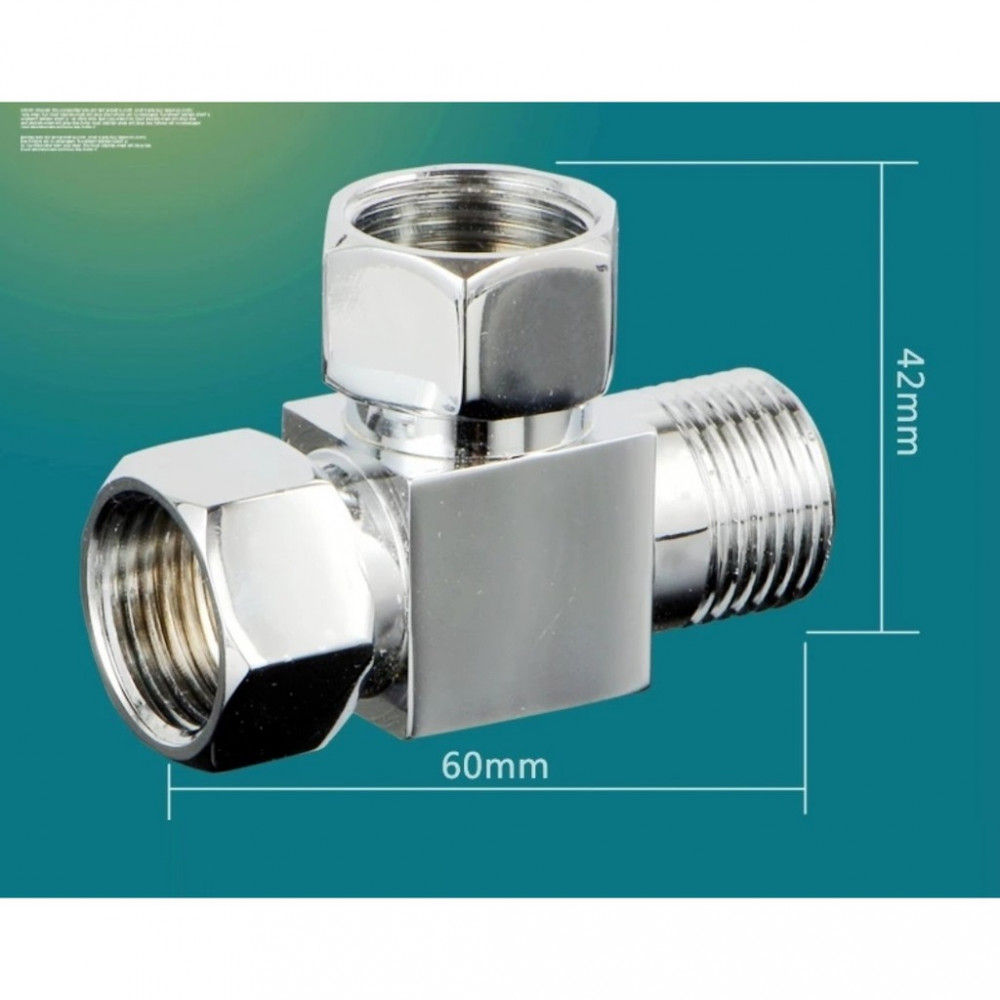 [HB862] Faucet Water Tap Brass Chrome TEE Adaptor Converter Bathroom ...