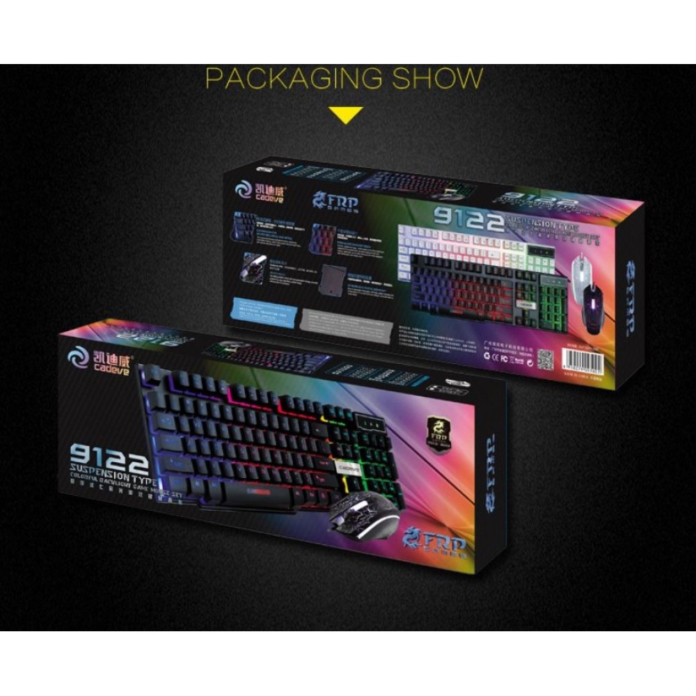 Cadeve Gaming Keyboard Rainbow Backlight RGB with Mouse Combo (White)