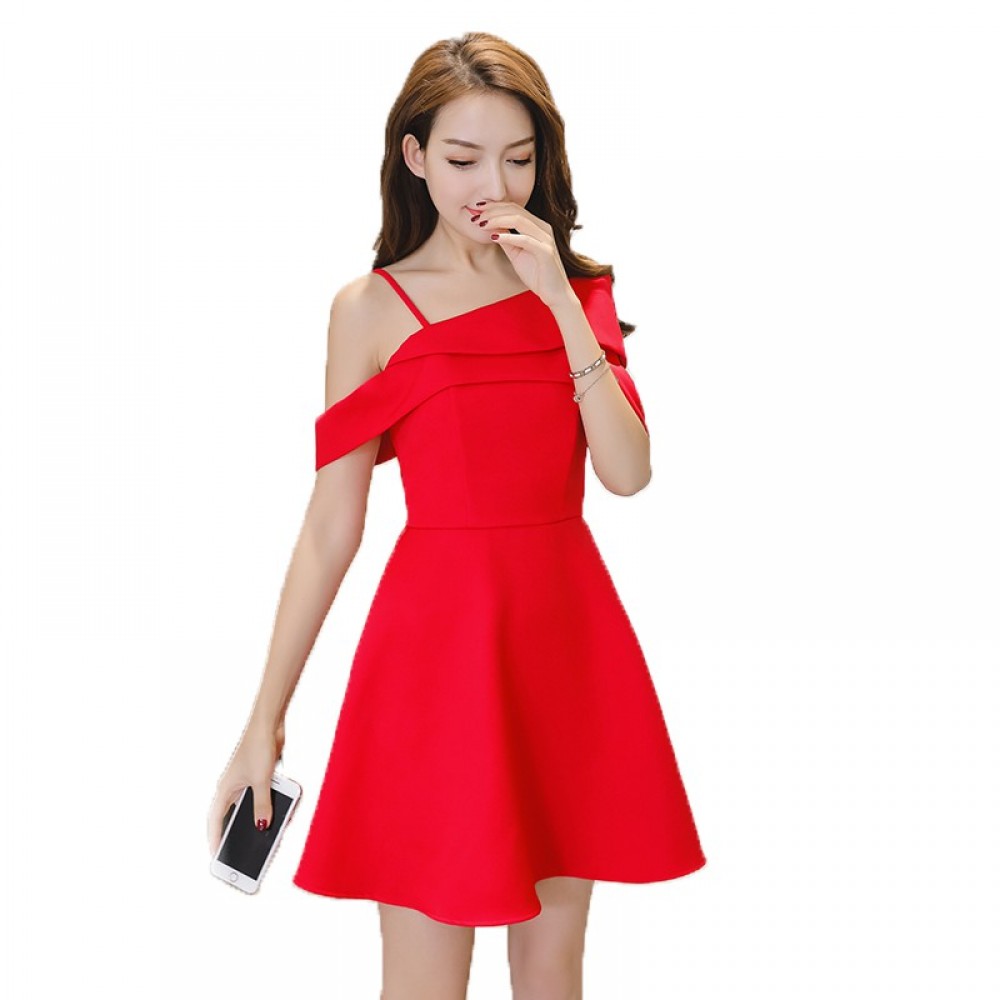 Sexy slim off-the-shoulder strap dress