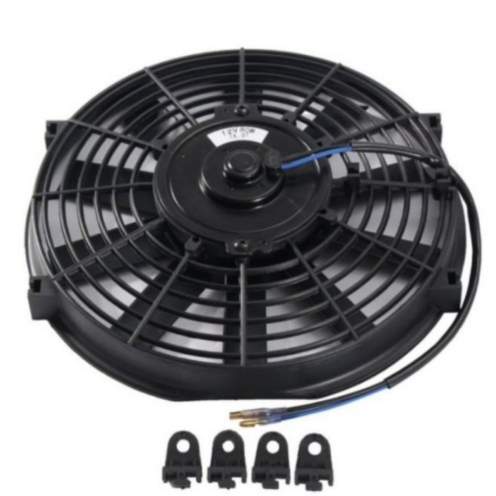 12V 80W 2100RPM Straight/Cruve Blade Electric Cooling Radiator Fan Kit ...