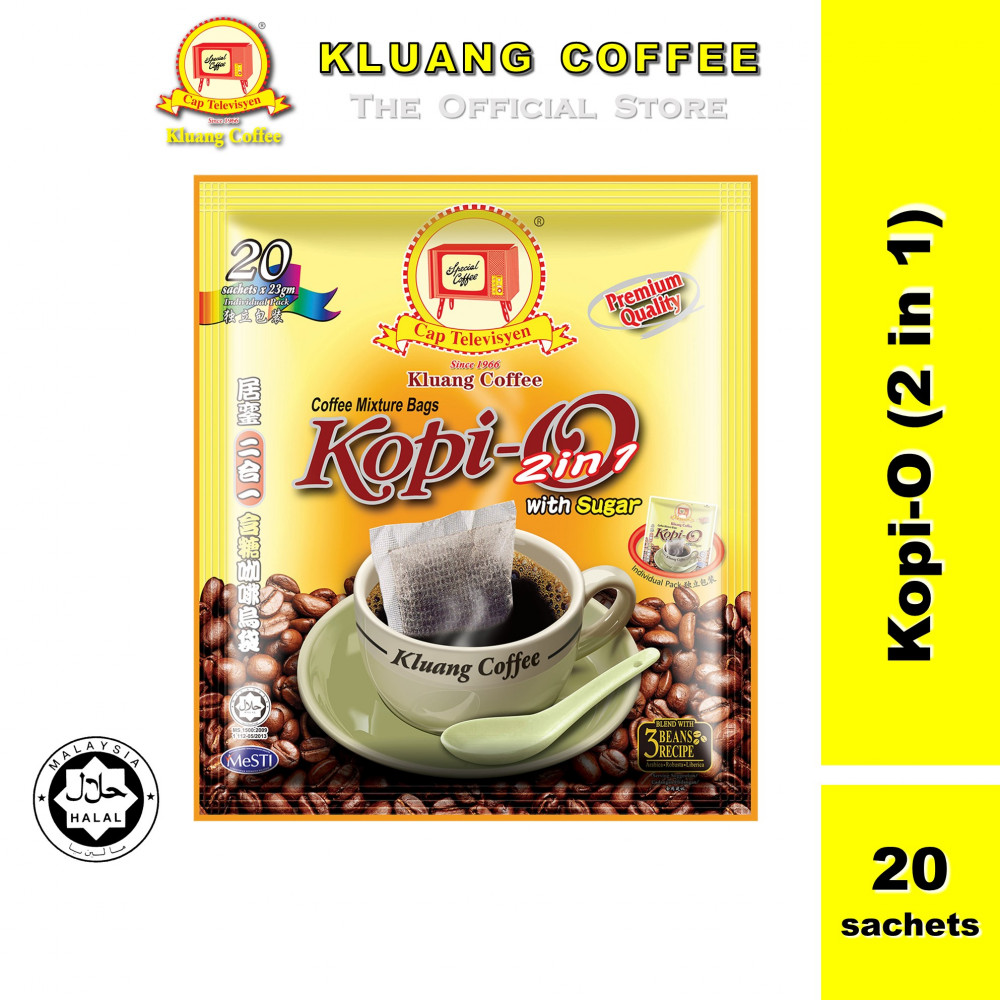 Kluang Coffee Cap Televisyen Kopi O 2in1 (20 individual sachets x 1 ...