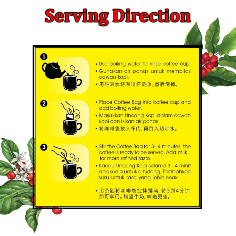 Kluang Coffee Cap Televisyen Kopi O Kosong (20 individual sachets x 1 ...