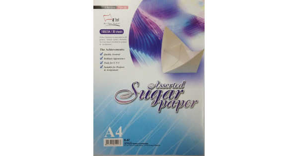 Uni Assorted Sugar Paper 100gsm A4-30's (S-47)