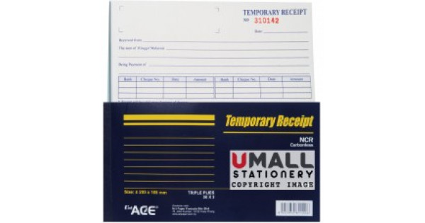 UNI ACE TEMPORARY RECEIPT NCR 30'S X 3 (U-8045)