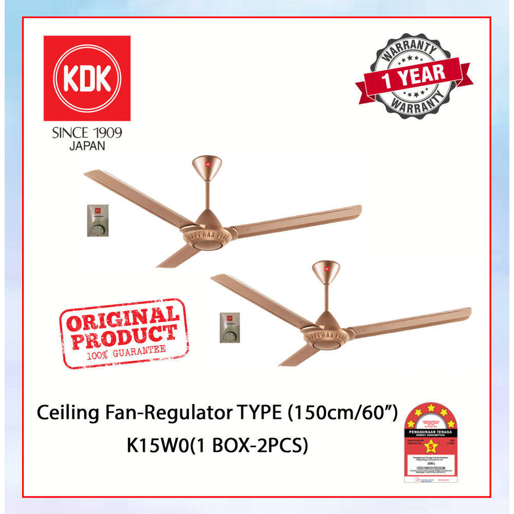 KDK CEILING FAN-REGULATOR (150cm/60") SILVER K15W0 (1BOX-2PCS) #K15WO#KIPAS SILING#风扇