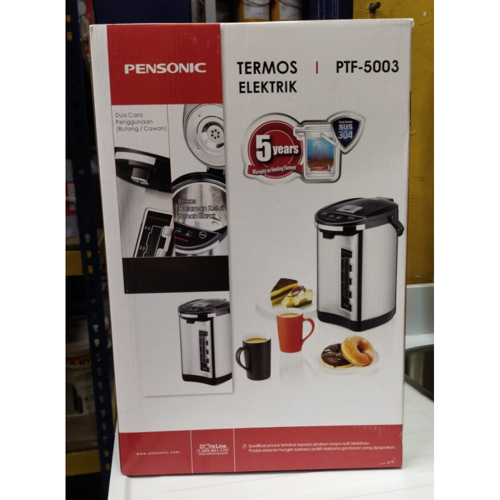 PENSONIC ELECTRIC THERMO POT (BLACK SILVER) 5.0L PTF-5003 #TERMOS ...