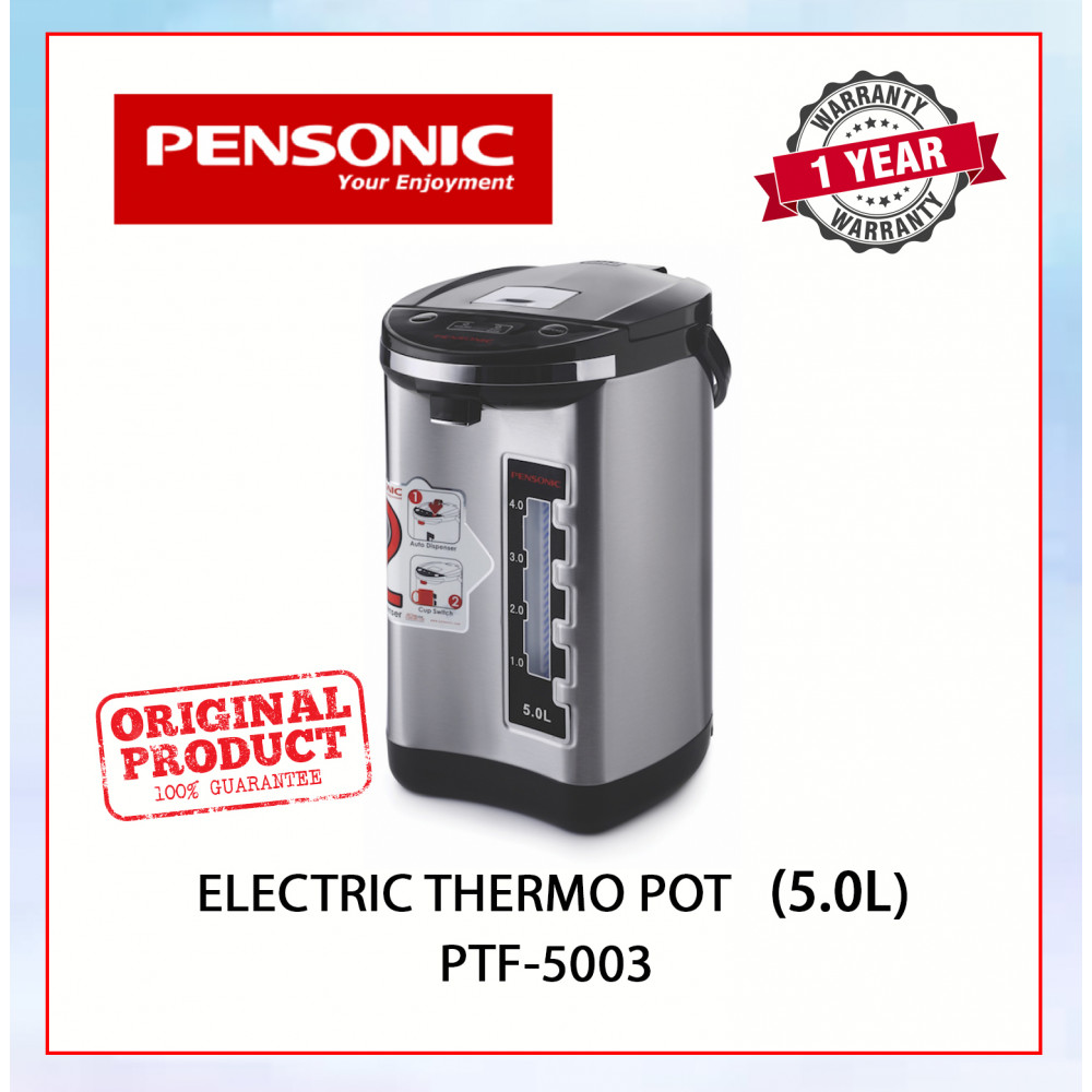 PENSONIC ELECTRIC THERMO POT (BLACK SILVER) 5.0L PTF-5003 #TERMOS ...