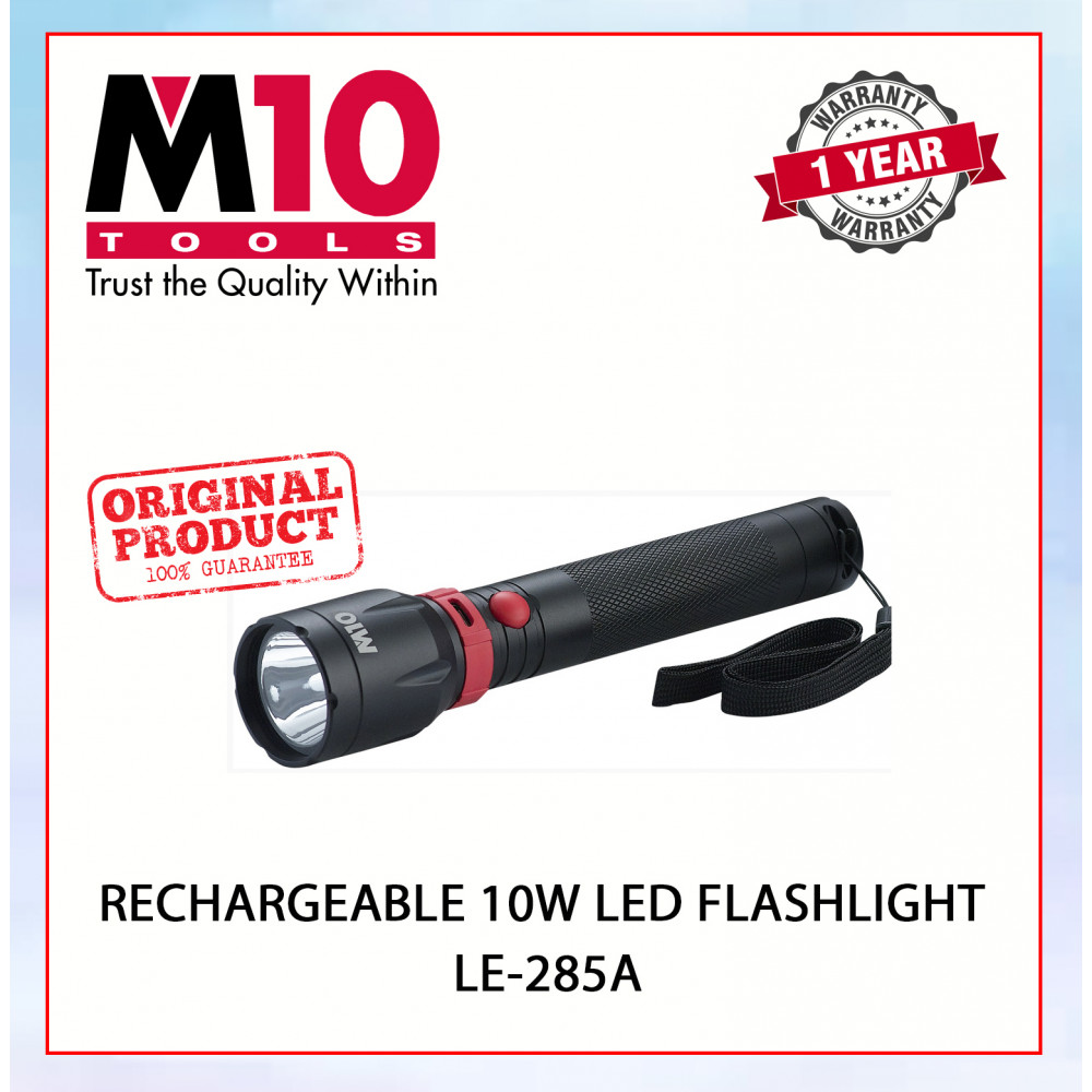 M10 TOOLS (BATTERY INCLUDED) ALUMINIUM RECHARGEABLE LED FLASHLIGHT 10W ...