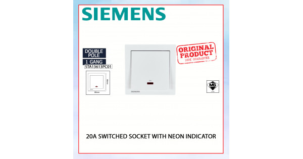 SIEMENS 20A 1 Gang 1 Way Double Pole Switch With Neon Indicator White ...