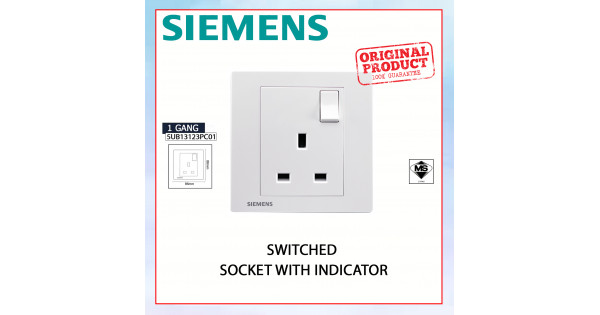 SIEMENS 13A 1 GANG SP SWITCHED SOCKET WITH INDICATOR WHITE 5UB1312 ...