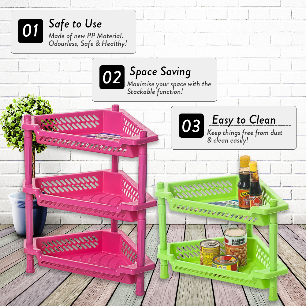 Elianware 3 Tier Kitchen Storage Racks Bathroom Shelves Book Shelving ...