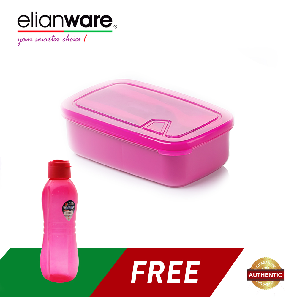 Elianware Pink Convenient 1.3 Ltr Lunch Box Container with Fork & Spoon ...