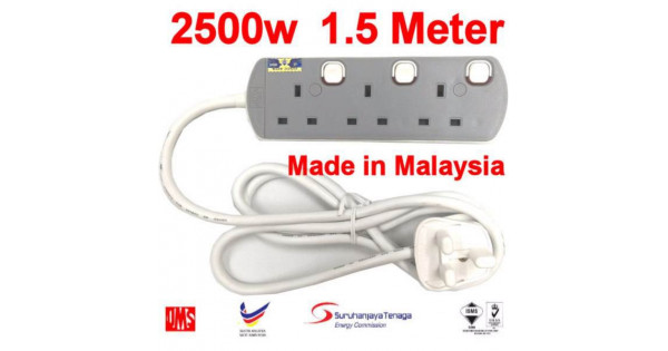 UMS Sirim Approved 3 Gang Portable Socket Trailing Extensions Socket Outlet