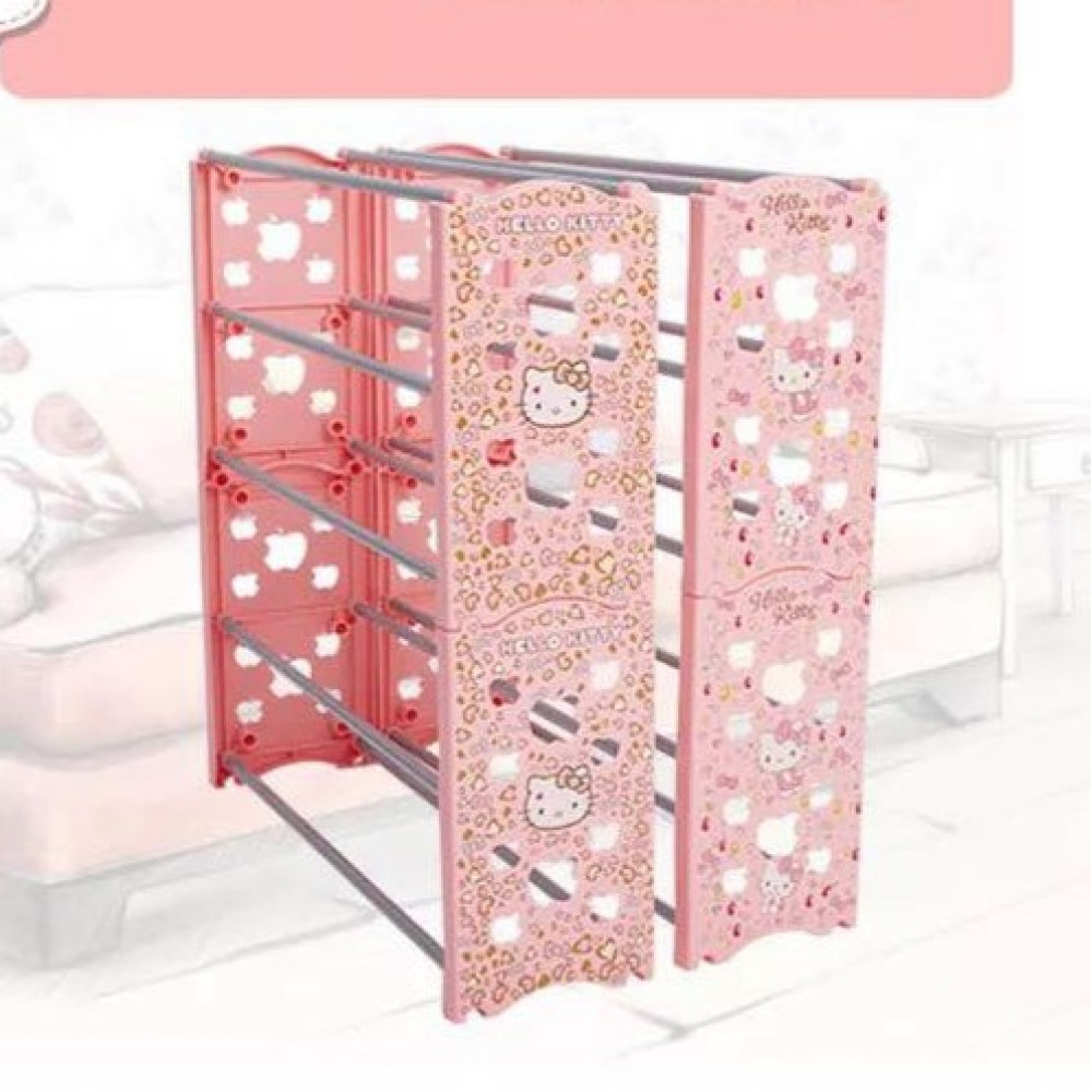 Hello Kitty Stainless Steel Multilayer Shoe Rack Simple Household Ready ...