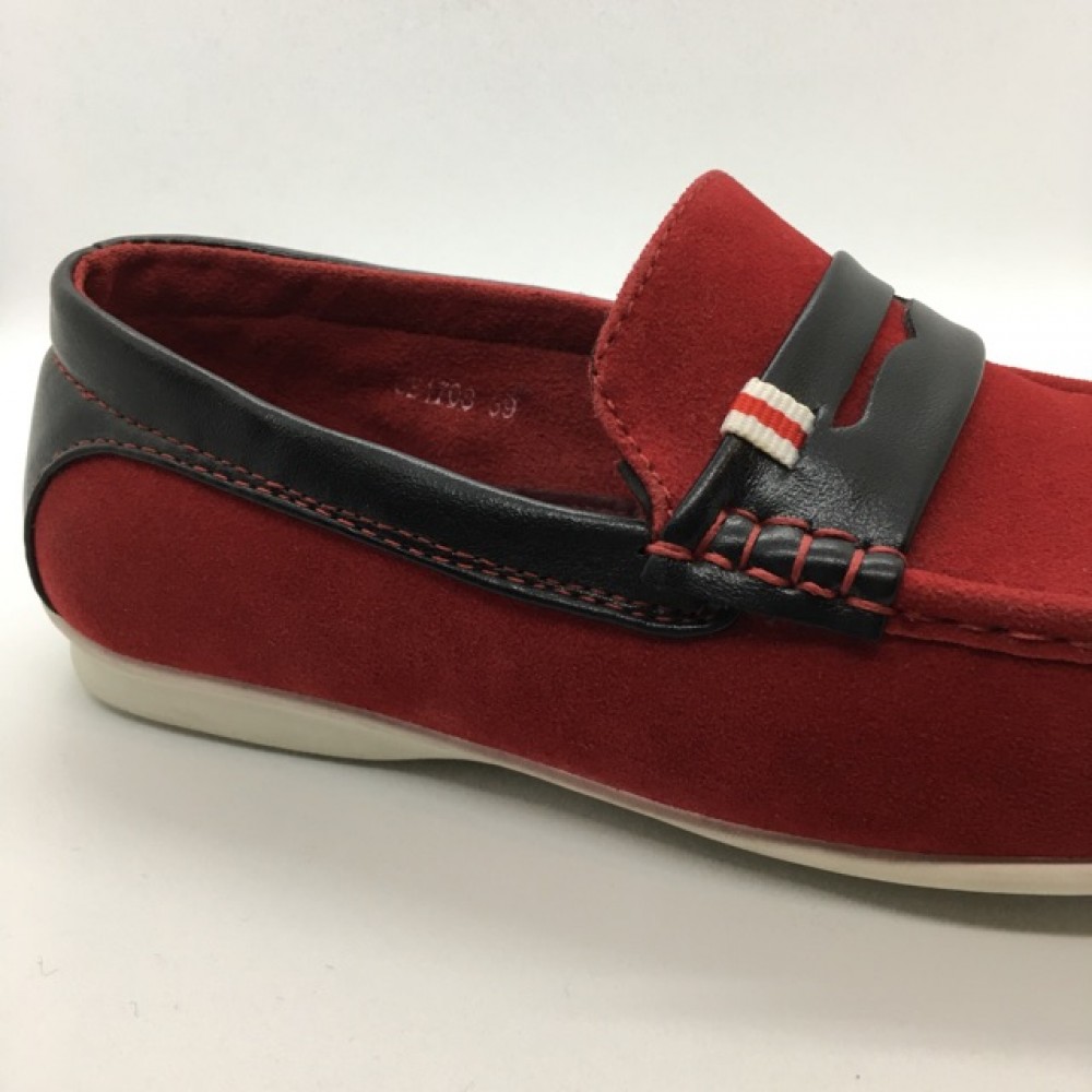 Men Shoes Red Color Lifestyle Casual Loafers Slip On Suede Surface ...